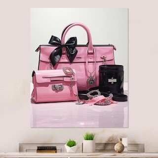 Designart "Pink Fashion Bag Glamour II" Fashion Metal Art Print - Bed Bath & Beyond - 39411661